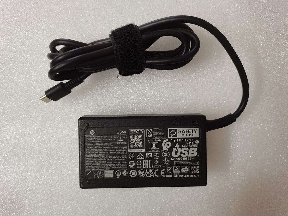 HP 65W USB-C Charger For HP EliteBook 1040 G7 3.25A 20V Type-C Power ...